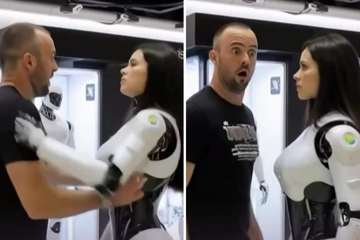 Mujer robot deja 'en shock' a todos al cuadrar a hombre que empezó a ...