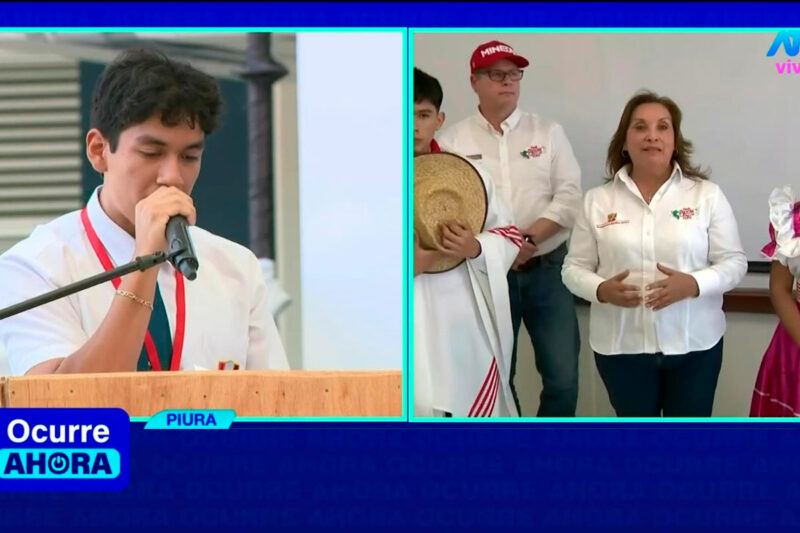 Piura: escolar criticó a presidenta Boluarte y ministro Quero durante inauguración de colegio - ATV