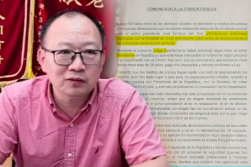 Empresario chino niega haber pedido favores a José Jerí y que no ...
